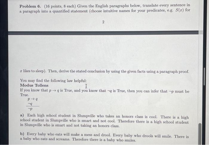 Solved Problem 6. (16 points, 8 each) Given the English | Chegg.com