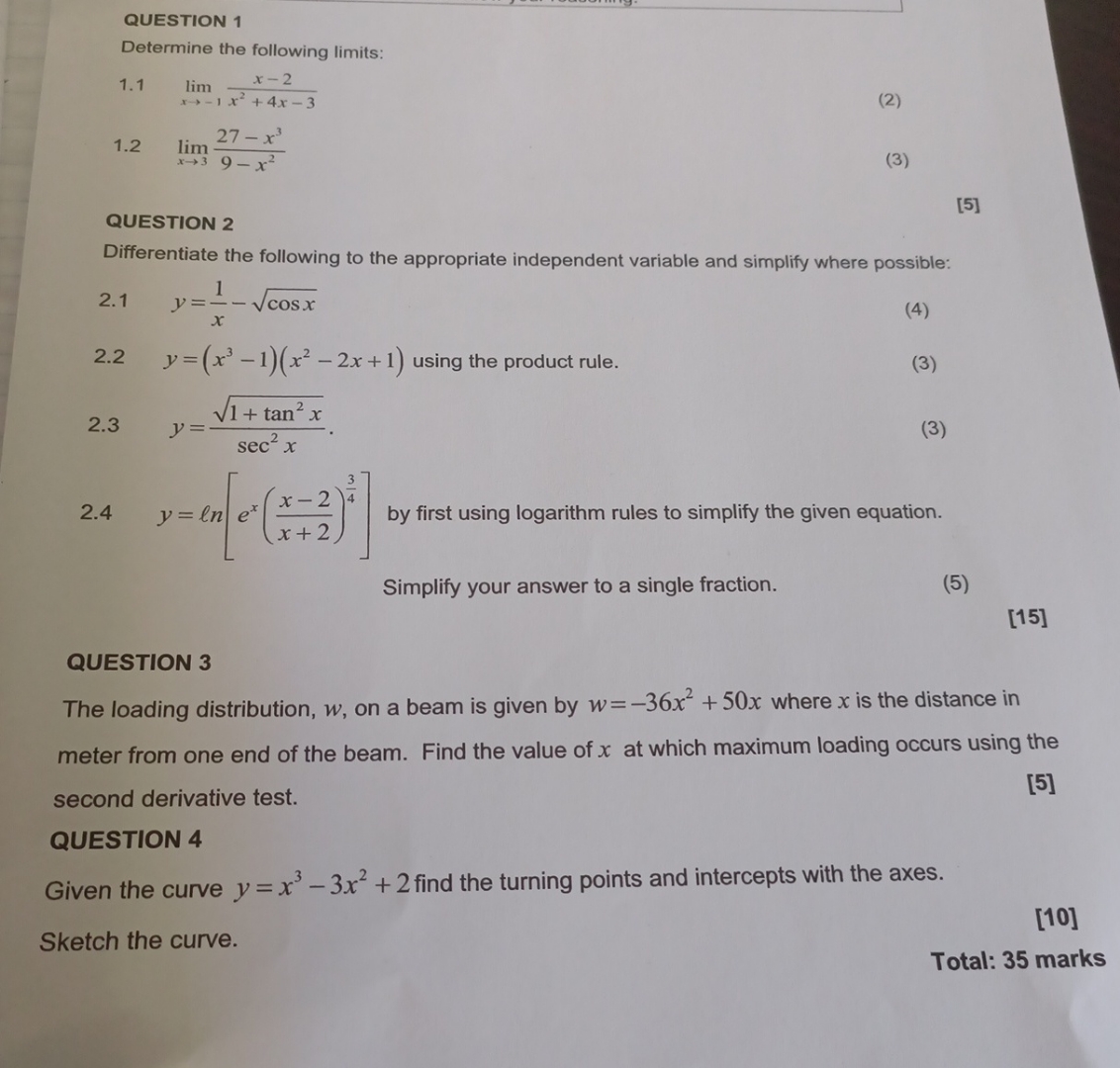 Solved QUESTION 1Determine the following | Chegg.com