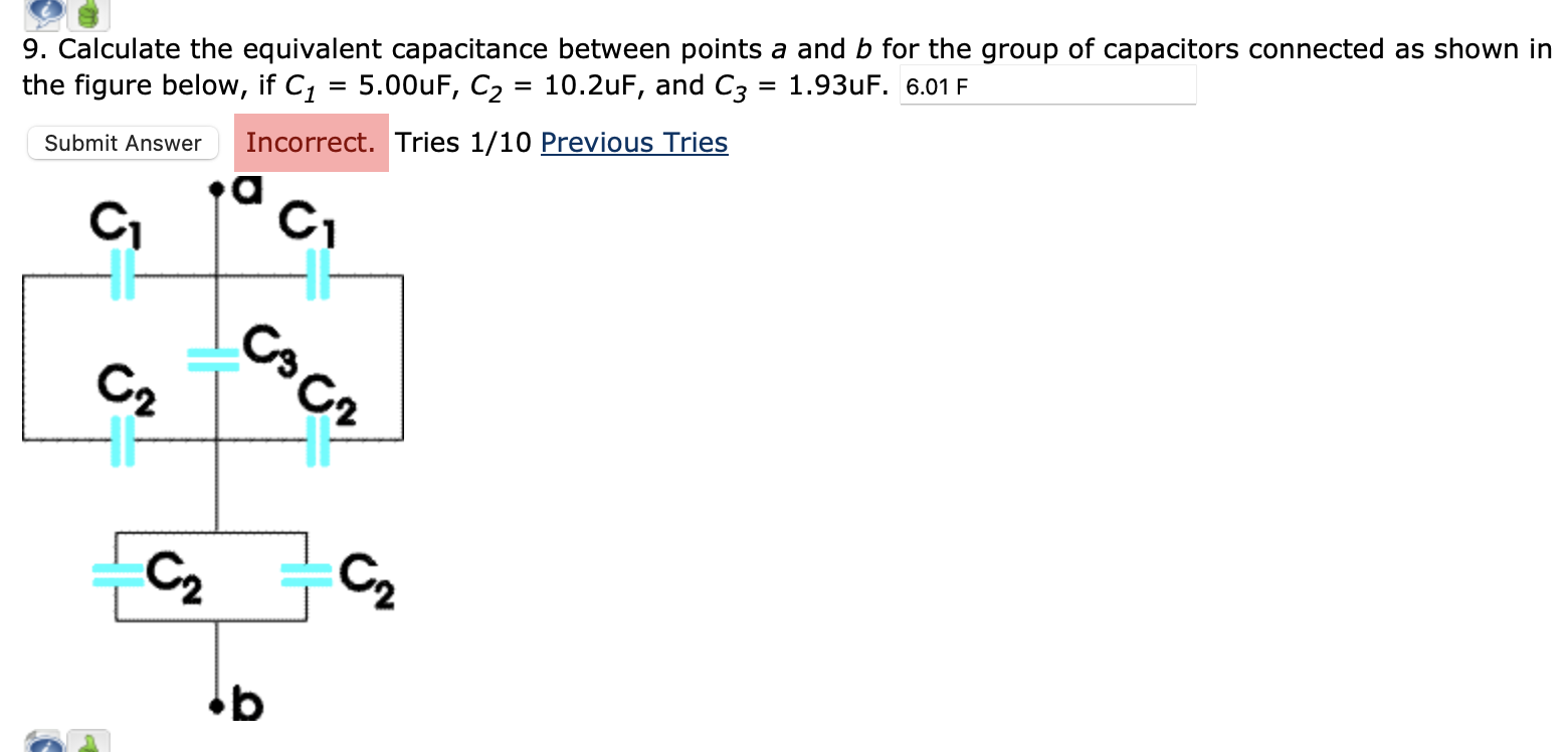 Solved Calculate the equivalent capacitance between points a | Chegg.com
