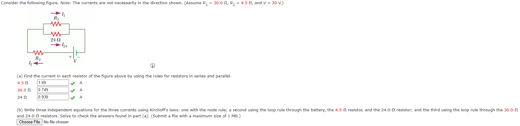 Solved (b) ﻿Write three independent equations for the three | Chegg.com