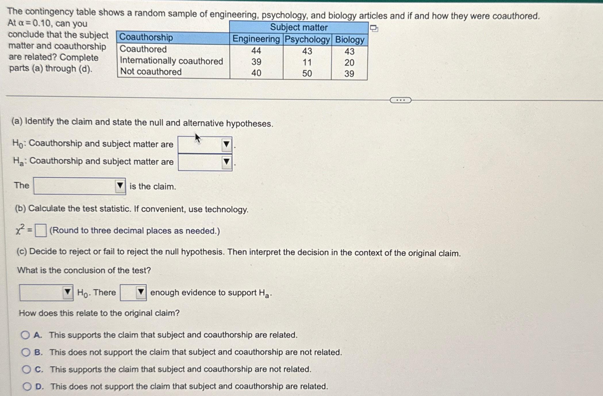 Solved The contingency table shows a random sample of | Chegg.com