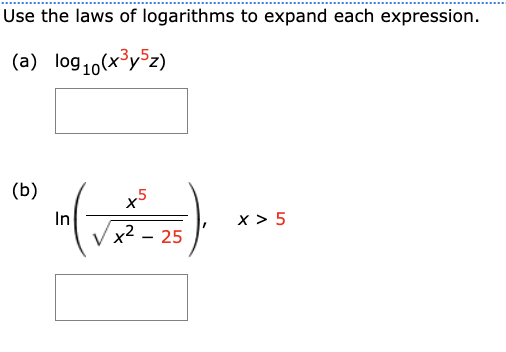 Solved Use the laws of logarithms to expand each | Chegg.com