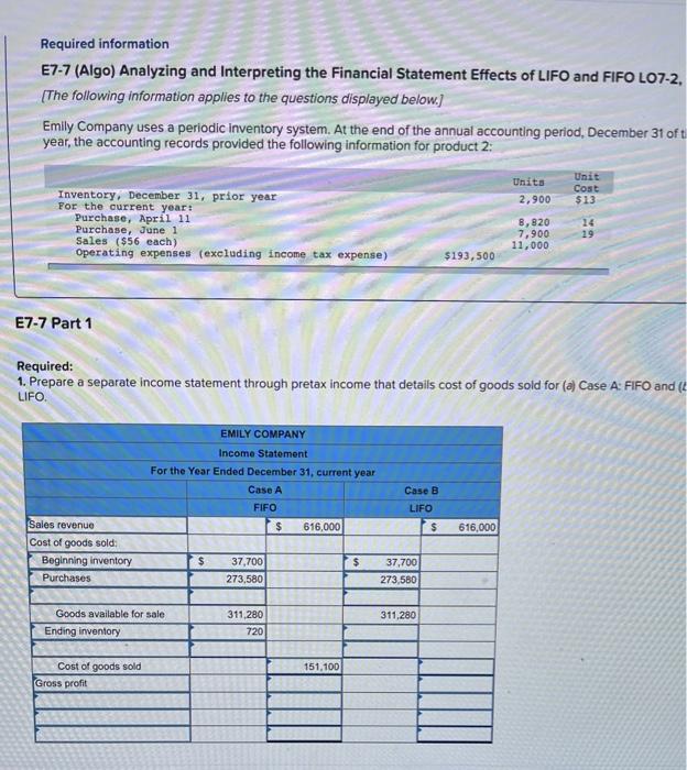 Solved Required information E7-7 (Algo) Analyzing and | Chegg.com
