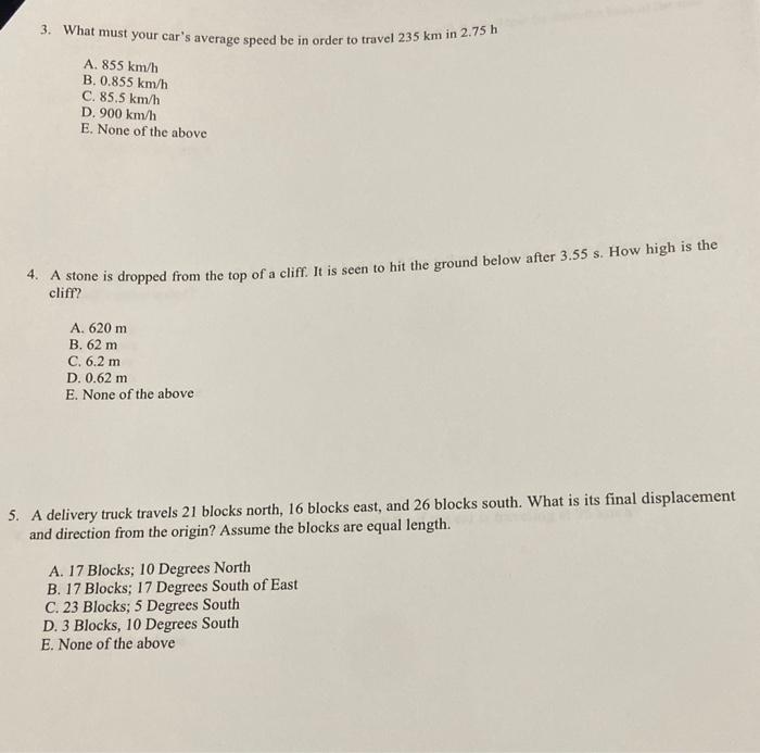 Solved 3. What must your car's average speed be in order to | Chegg.com