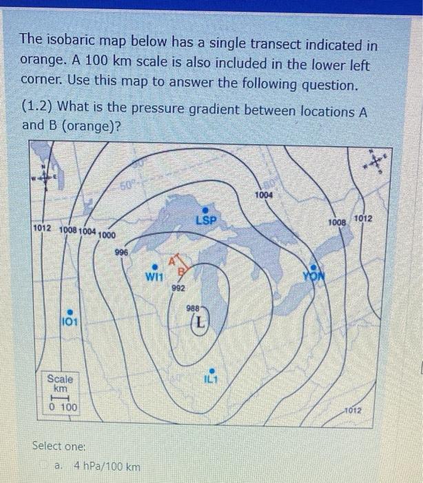 Solved The isobaric map below has a single transect | Chegg.com