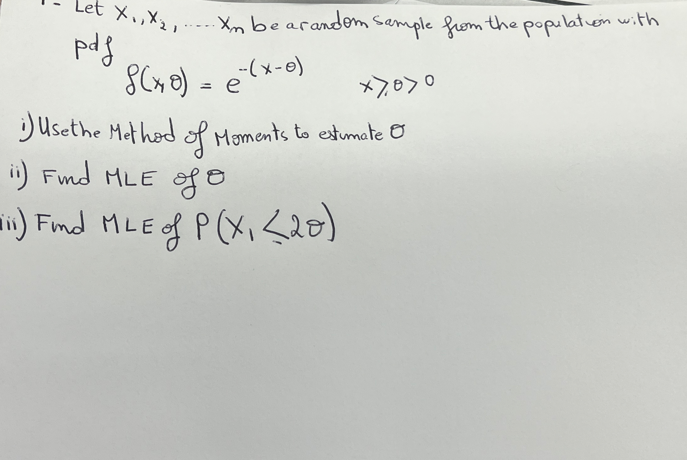 Solved Let x1,x2,dots.xm ﻿be a candem sample from the | Chegg.com