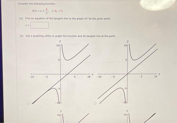 Solved Consider the following function. f(x)=x+x6,(−6,−7) | Chegg.com