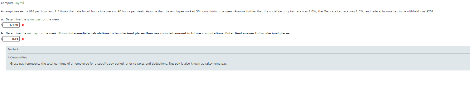 Solved Compute Payrolla. ﻿Determine the gross pay for the | Chegg.com