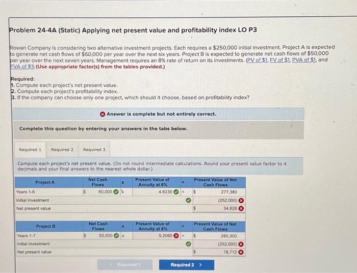 Solved Problem 24-4A (Static) Applying net present value and | Chegg.com