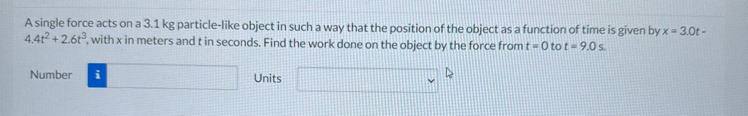 Solved A single force acts on a 3.1kg ﻿particle-like object | Chegg.com