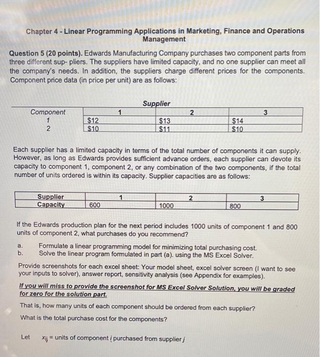Solved Chapter 4- Linear Programming Applications in | Chegg.com