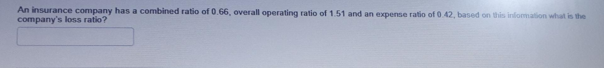 Solved An insurance company has a combined ratio of 0.66, | Chegg.com