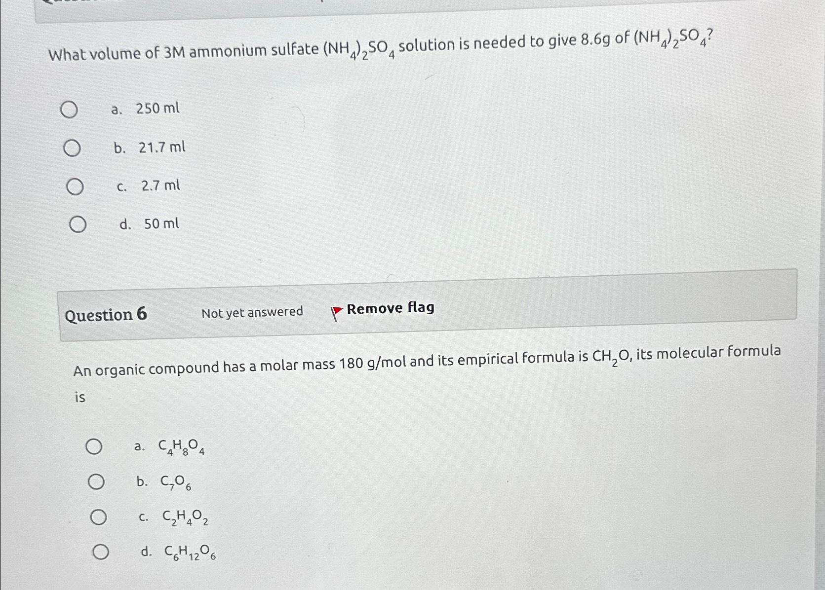 Solved What volume of 3M ﻿ammonium sulfate (NH4)2SO4 | Chegg.com