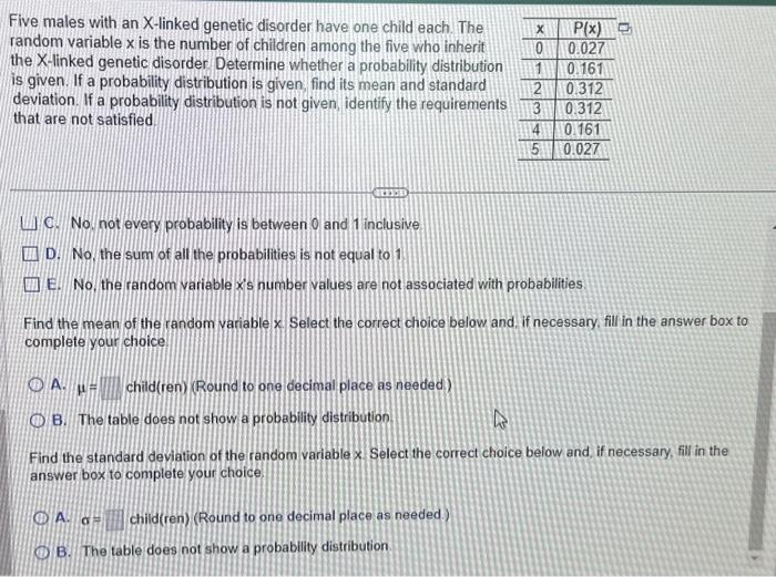 Solved Five males with an X-linked genetic disorder have one | Chegg.com