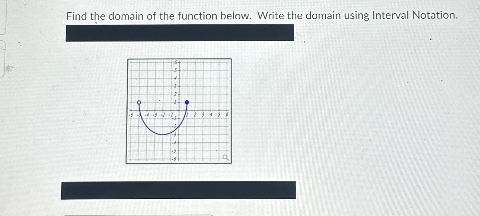 Solved Find the domain of the function below. Write the | Chegg.com