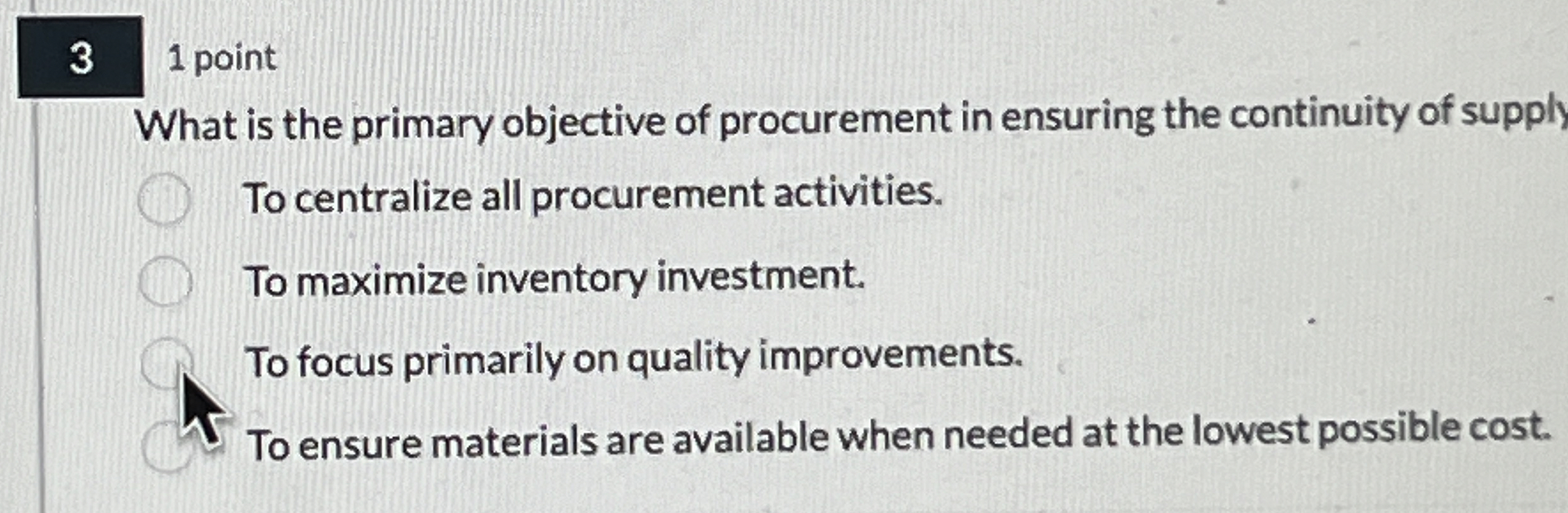 Solved What is the primary objective of procurement in | Chegg.com