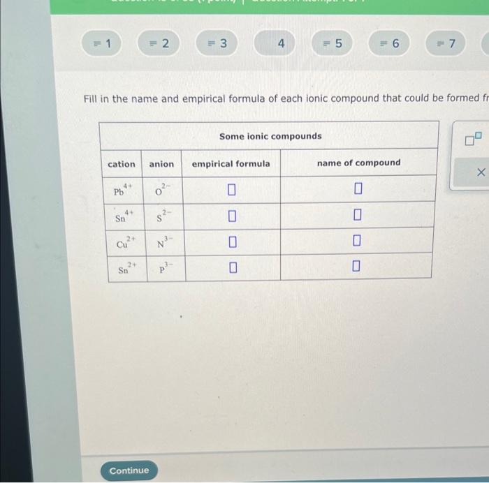 Solved Fill in the name and empirical formula of each ionic | Chegg.com
