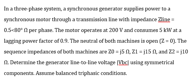 Solved In a three-phase system, a synchronous generator | Chegg.com