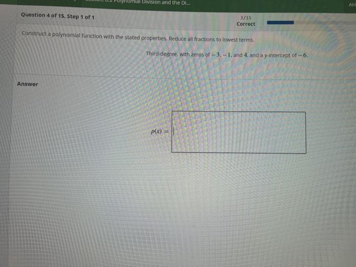 Solved Construct a polynomial function with the stated | Chegg.com