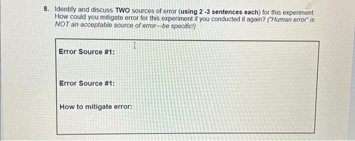 Identify and discuss TWO sources of error (using 2−3 | Chegg.com