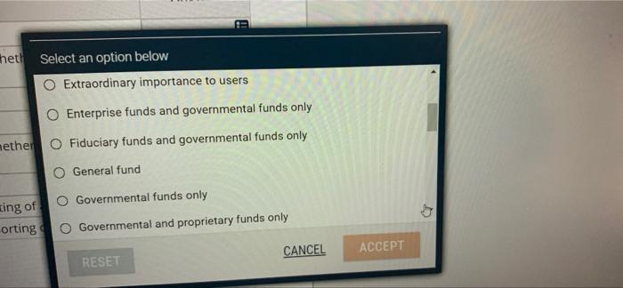 Solved Major funds are emphasized in governmental | Chegg.com