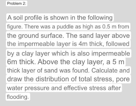 Solved Problem 2: A soil profile is shown in the following | Chegg.com