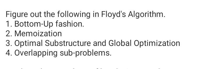 Solved Figure out the following in Floyd's Algorithm. 1. | Chegg.com