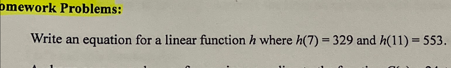 Solved omework Problems:Write an equation for a linear | Chegg.com