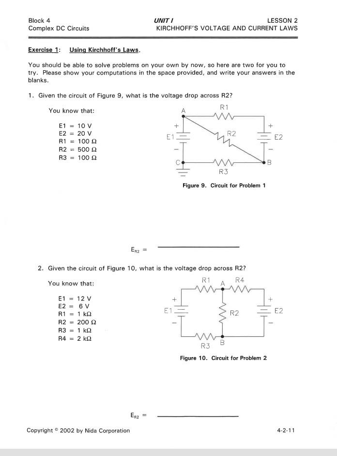 Solved Block 4 Complex DC Circuits UNIT LESSON 2 KIRCHHOFF'S | Chegg.com