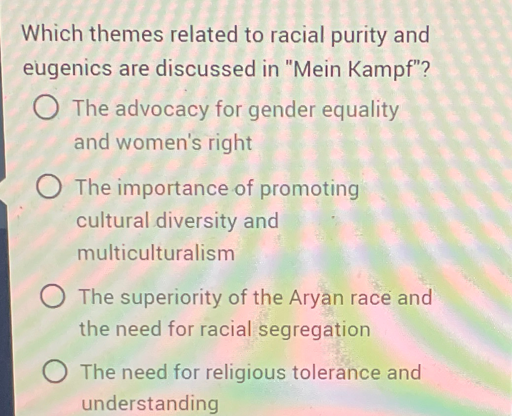 Solved Which themes related to racial purity and eugenics | Chegg.com