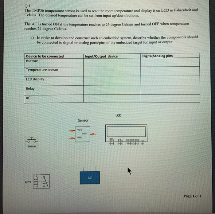Solved Q.1 The TMP36 temperature sensor is used to read the | Chegg.com
