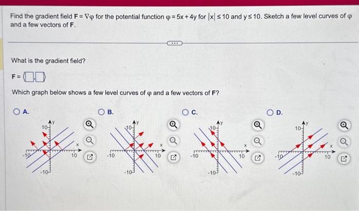 Solved Find the gradient field F=∇φ for the potential | Chegg.com