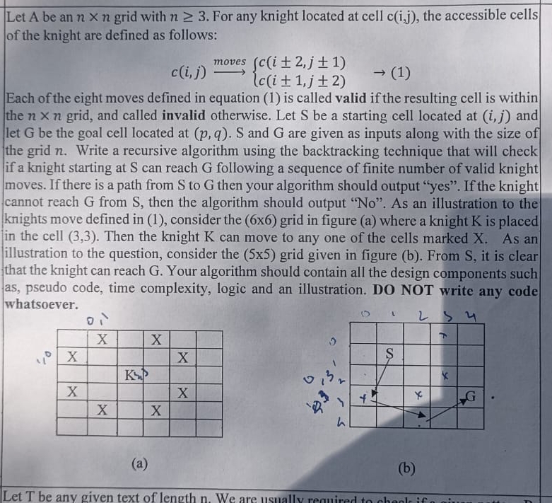 Solved Let A ﻿be an n×n ﻿grid with n≥3. ﻿For any knight | Chegg.com
