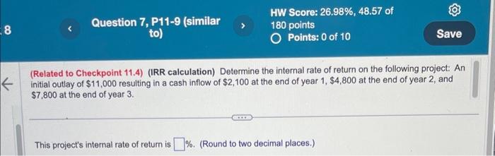 Solved (Related to Checkpoint 11.4) (IRR calculation) | Chegg.com