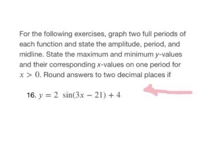 Solved For the following exercises, graph two full periods | Chegg.com