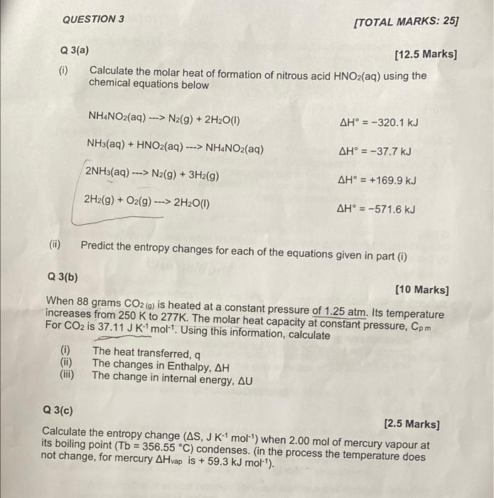 Solved QUESTION 3 Q 3(a) (i) (i) (ii) (iii) [12.5 Marks] | Chegg.com