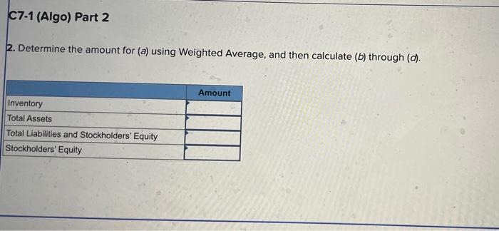 Required information C7-1 (Algo) Computing and | Chegg.com