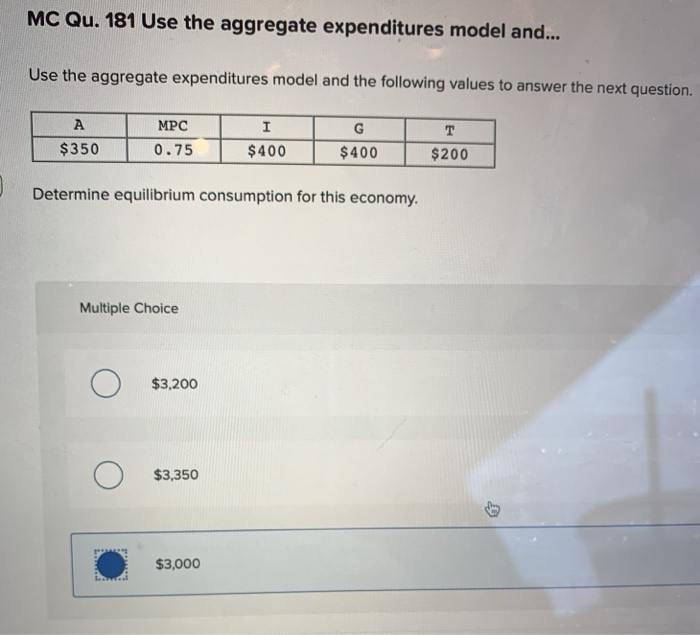 Solved MC Qu. 181 Use the aggregate expenditures model | Chegg.com