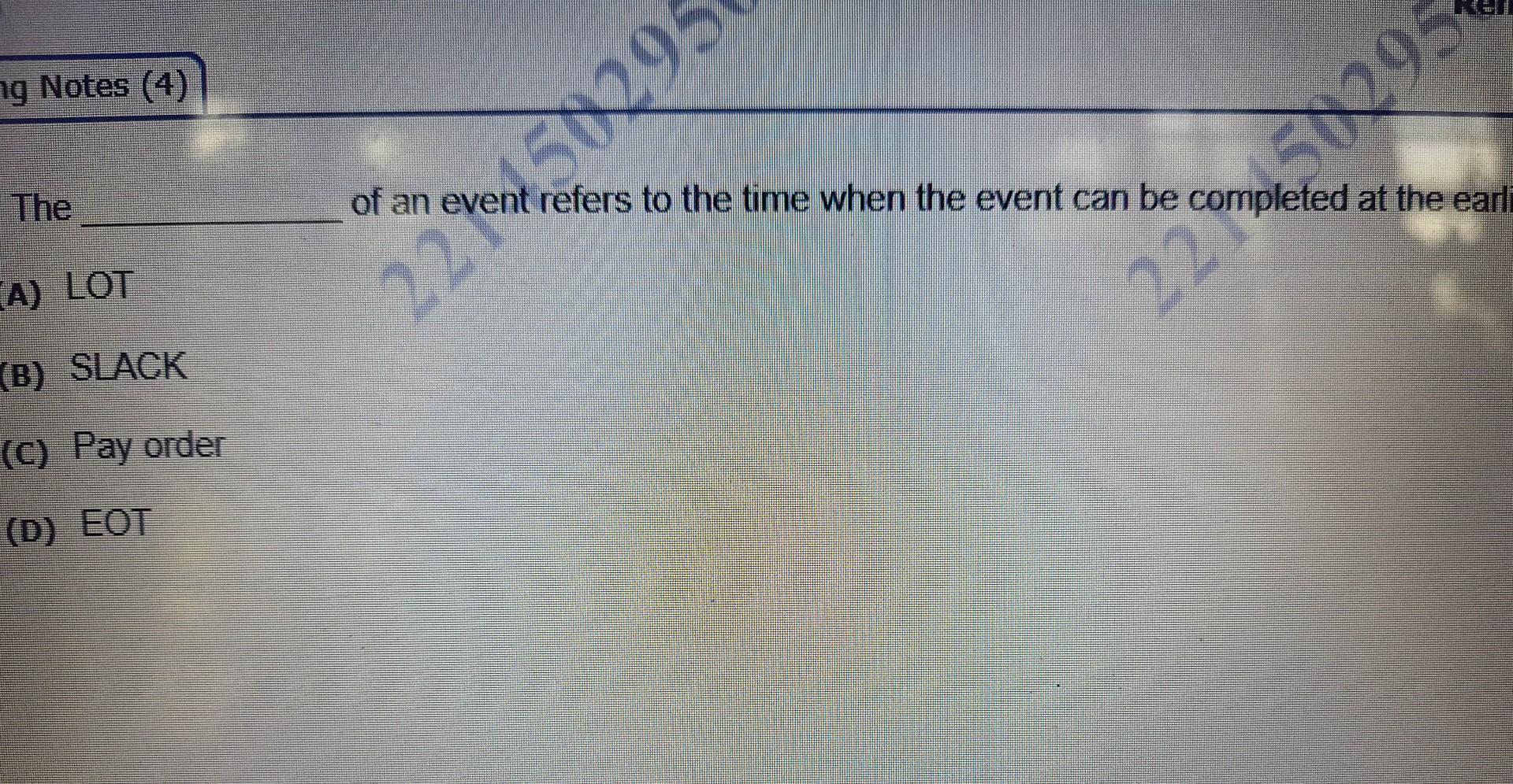 Solved The of an event refers to the time when the event can | Chegg.com