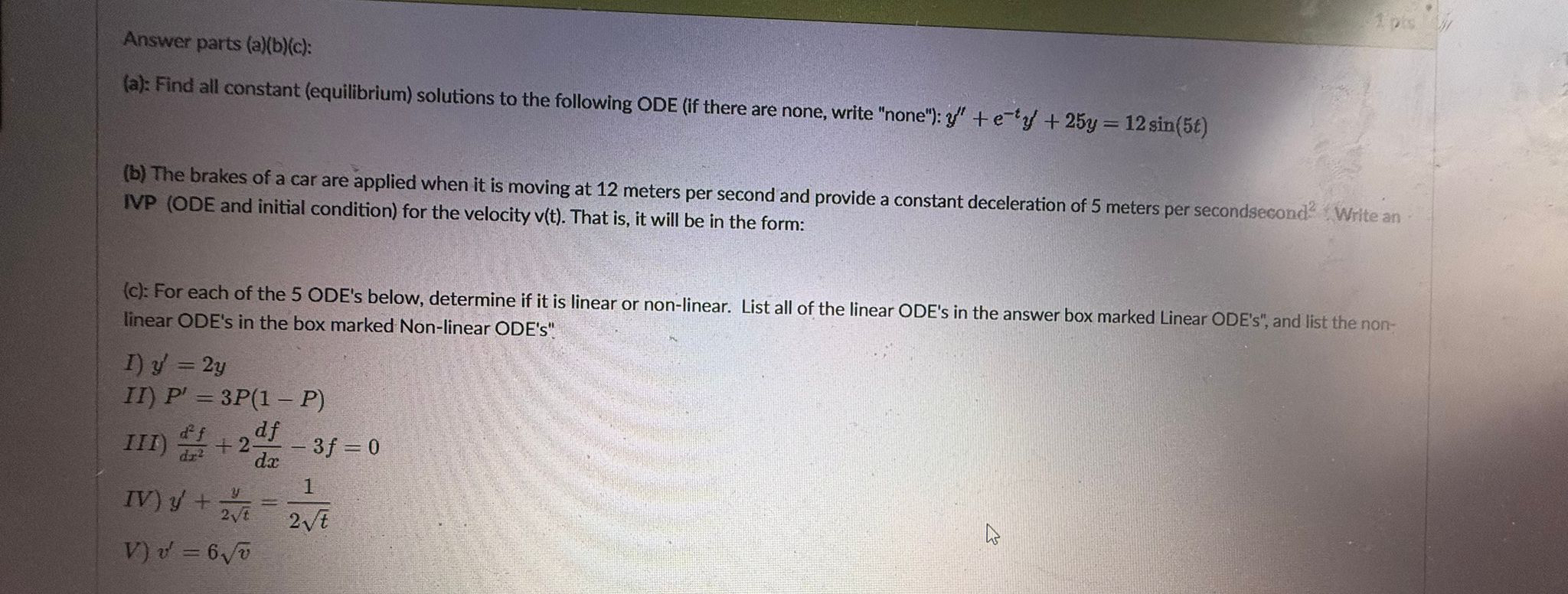 Solved Answer parts (a)(b)(c):(a): Find all constant | Chegg.com
