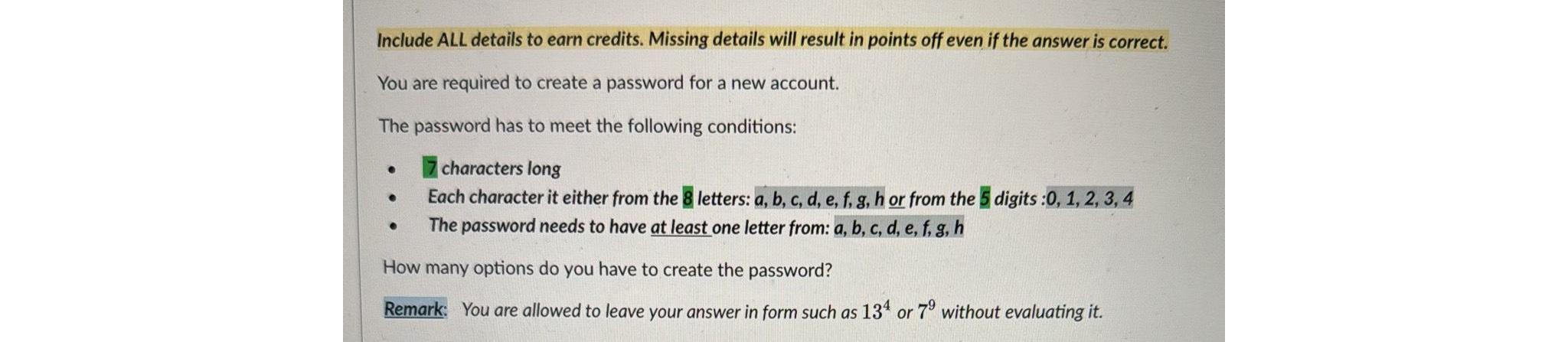 Solved Include ALL details to earn credits. Missing details | Chegg.com