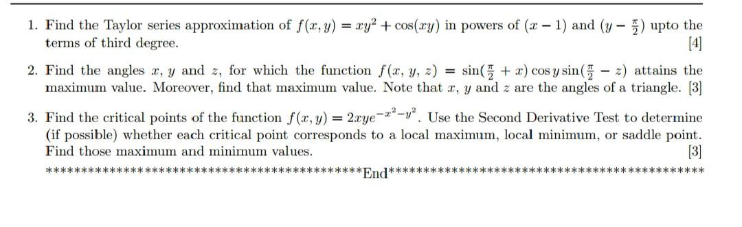 Solved 1)Find the Taylor series approximation of f(x, y) = | Chegg.com