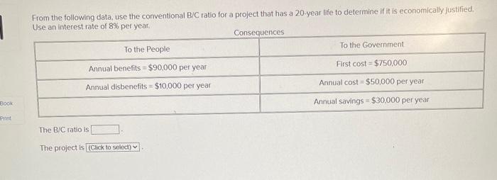 Solved From the following data, use the conventional B/C | Chegg.com