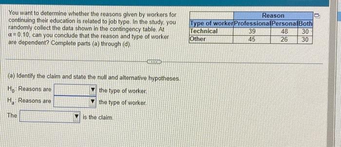 Solved You want to determine whether the reasons given by | Chegg.com