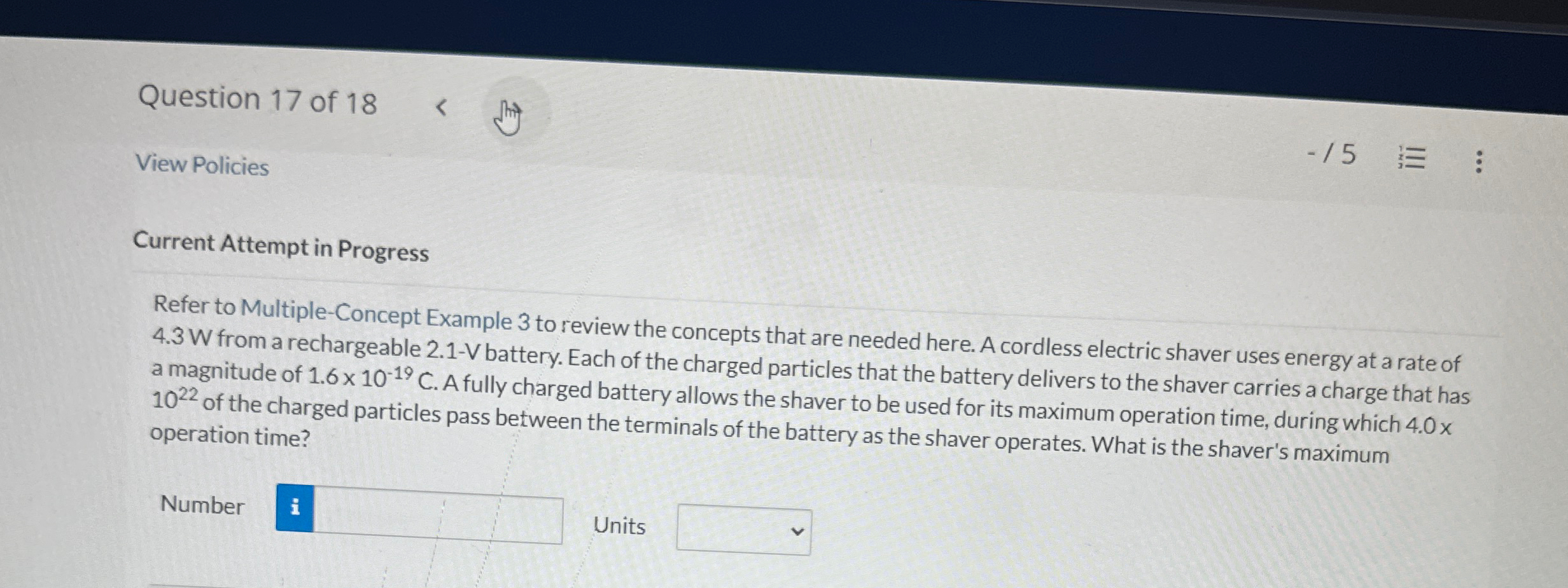 Solved Question 17 ﻿of 18-5View PoliciesCurrent Attempt in | Chegg.com