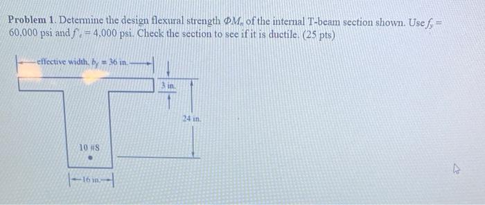 Solved Problem 1. Determine the design flexural strength ΦMn | Chegg.com