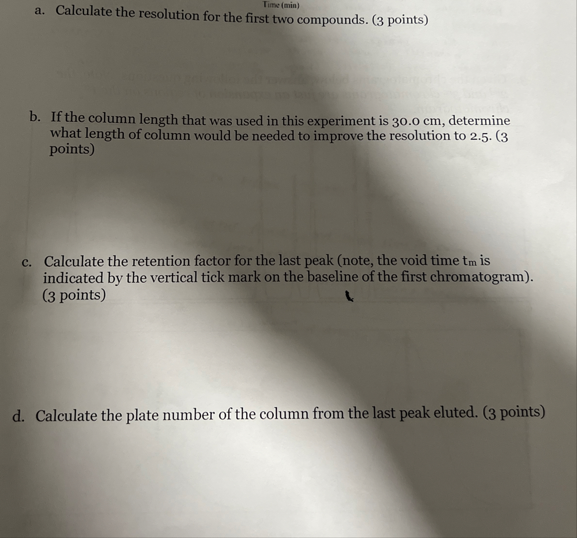 Time (min)a. ﻿Calculate the resolution for the first | Chegg.com