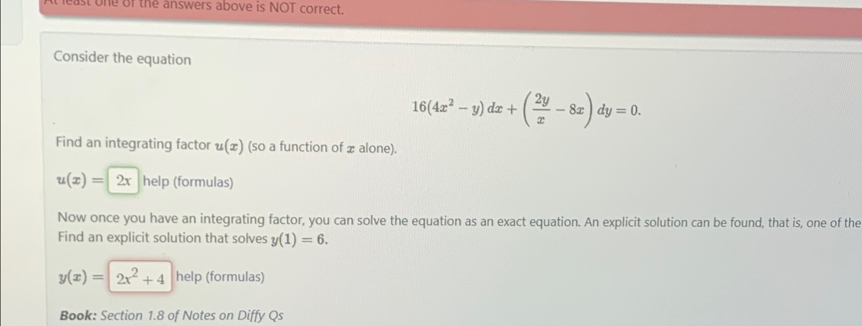 Solved Consider the equation16(4x2-y)dx+(2yx-8x)dy=0Find an | Chegg.com
