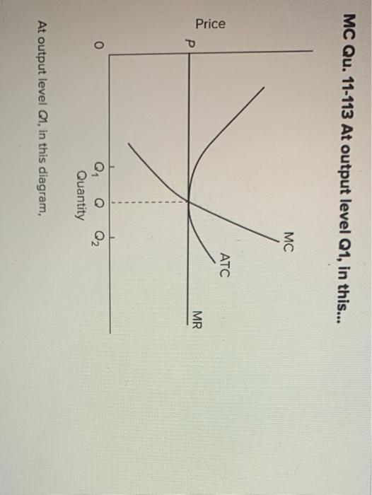 Solved MC Qu. 11-113 At output level Q1, in this... MC ATC | Chegg.com