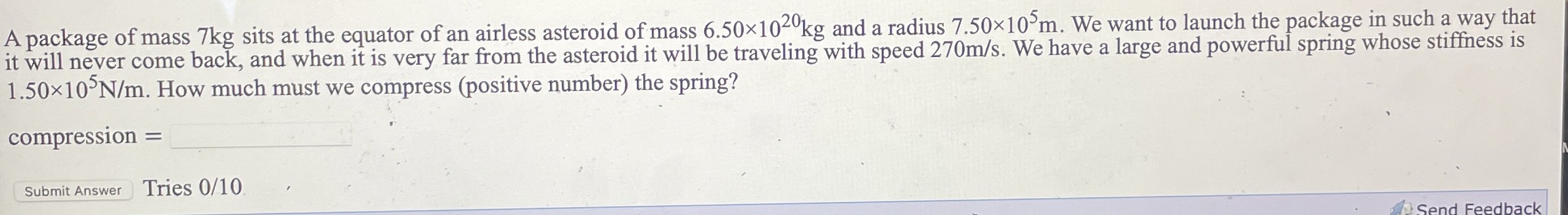 Solved A package of mass 7 ﻿kg sits at the equator of an | Chegg.com